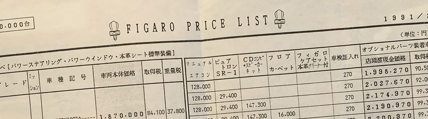 1991 – Price List - 1991 – Price List - Figaro Owners Club